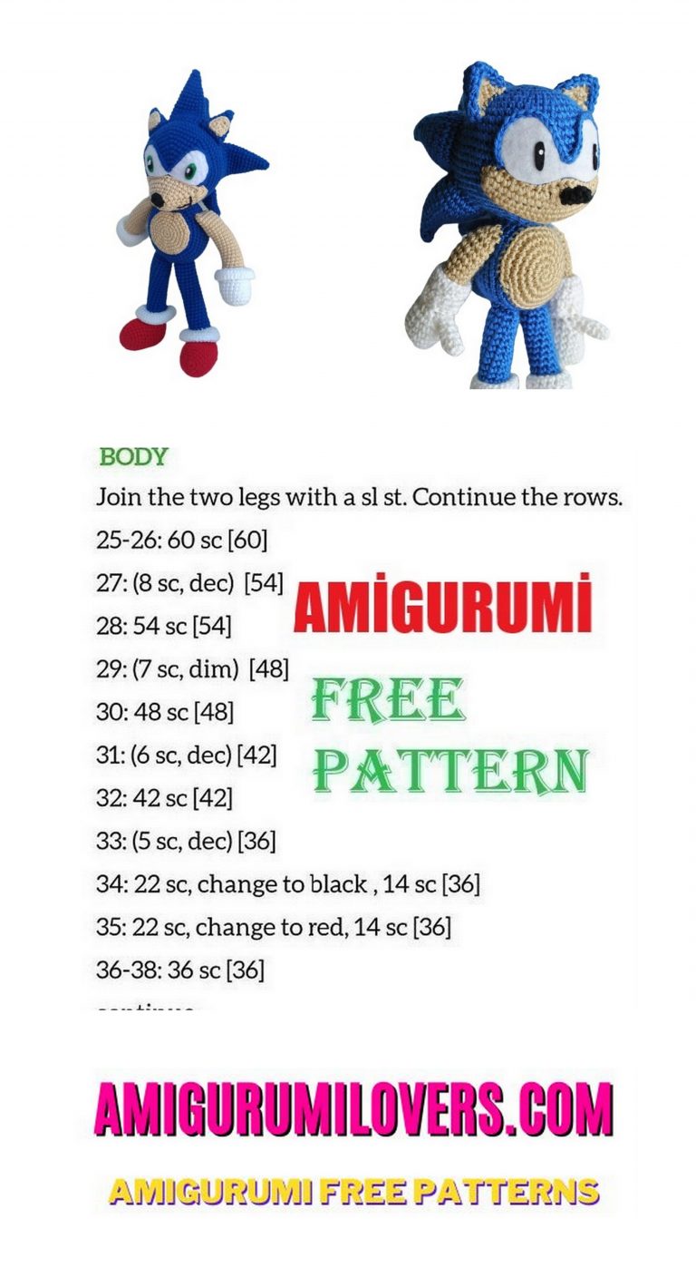 Super Sonic Amigurumi Free Crochet Pattern - Craft Your Own Speedster ...