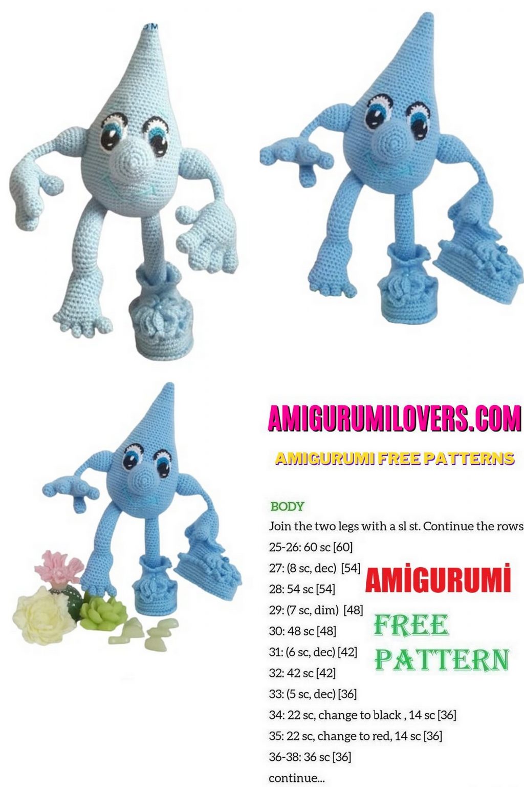 Water Drop Amigurumi Free Crochet Pattern - Amigurumilovers.com