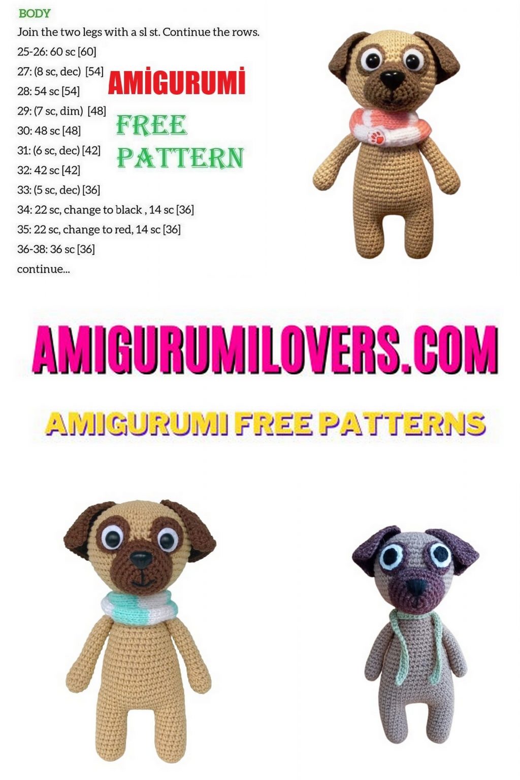 Cute Pug Dog Amigurumi Free Crochet Pattern - Amigurumilovers.com