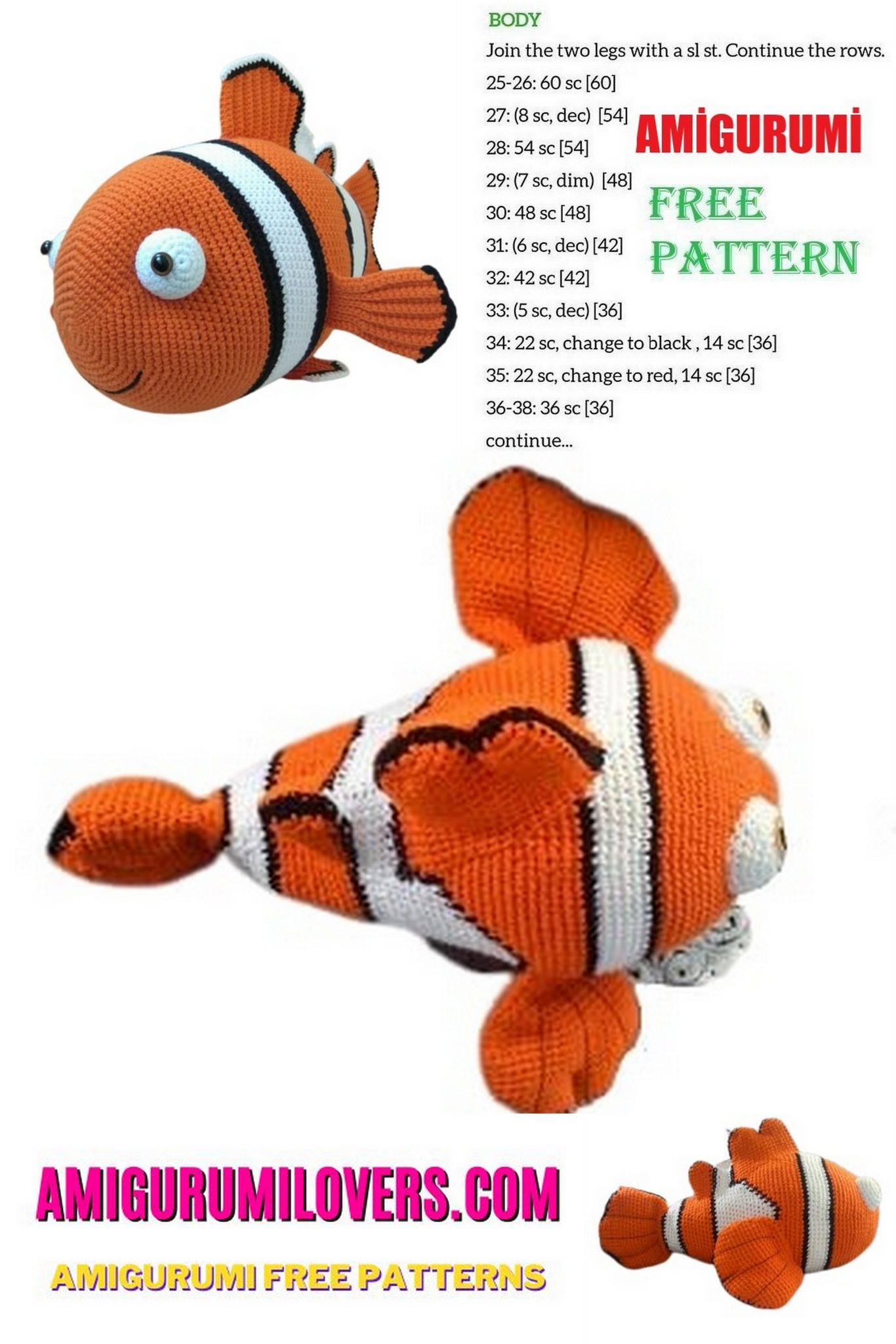 Amigurumi Nemo Free Pattern - Amigurumilovers.com